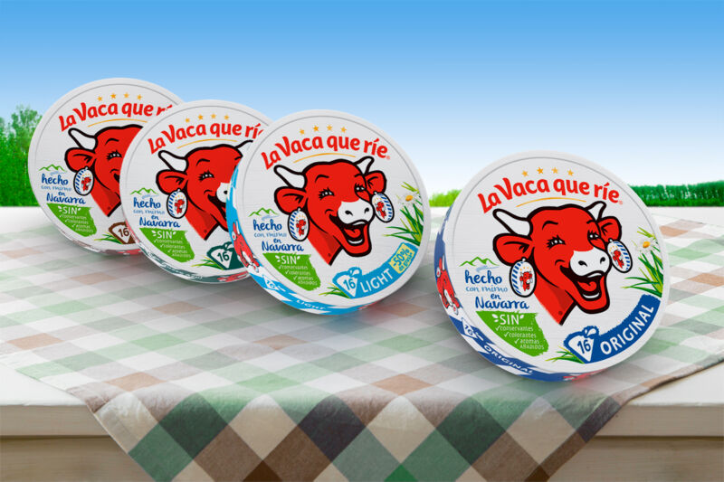 Packaging La vaca que ríe porciones y Tranchettes Cheddar & Light ...